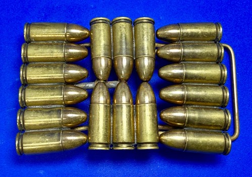 PMC 9MM Luger Gun Bullet Casing Shell Gold Color Vintage Belt Buckle | eBay