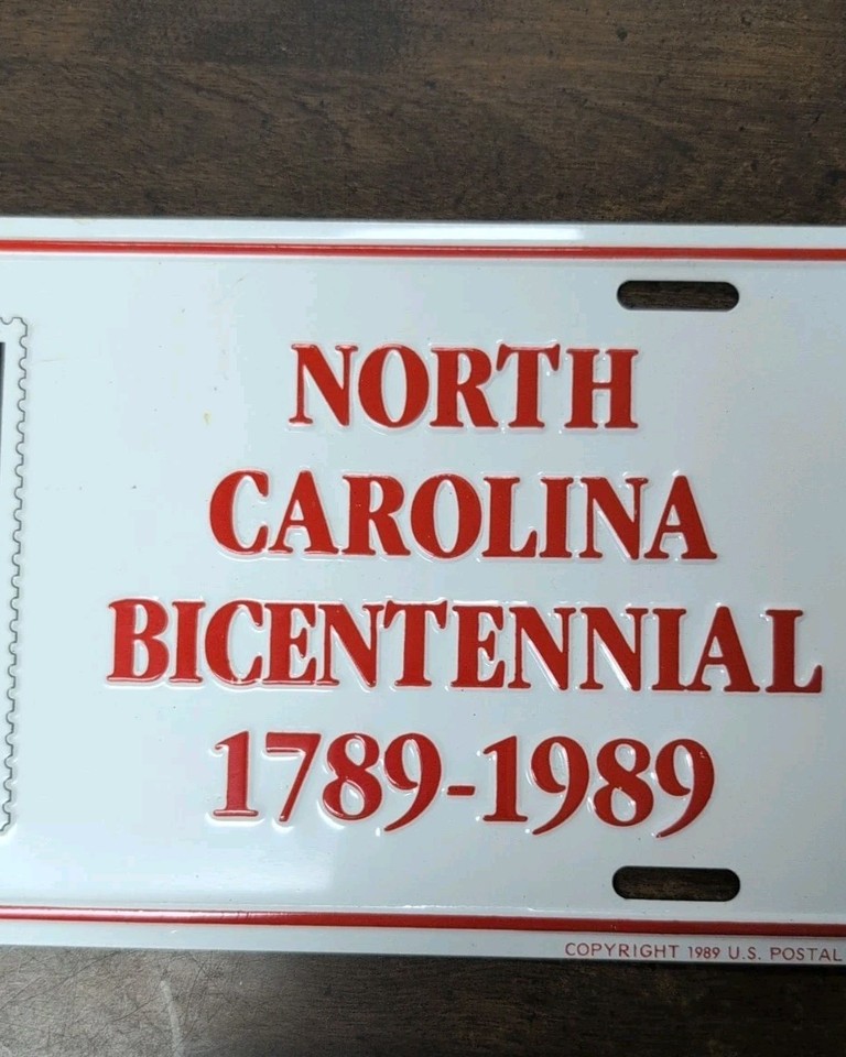 Vtg North Carolina Bicentennial 1789-1989 Metal License Plate USPS ...