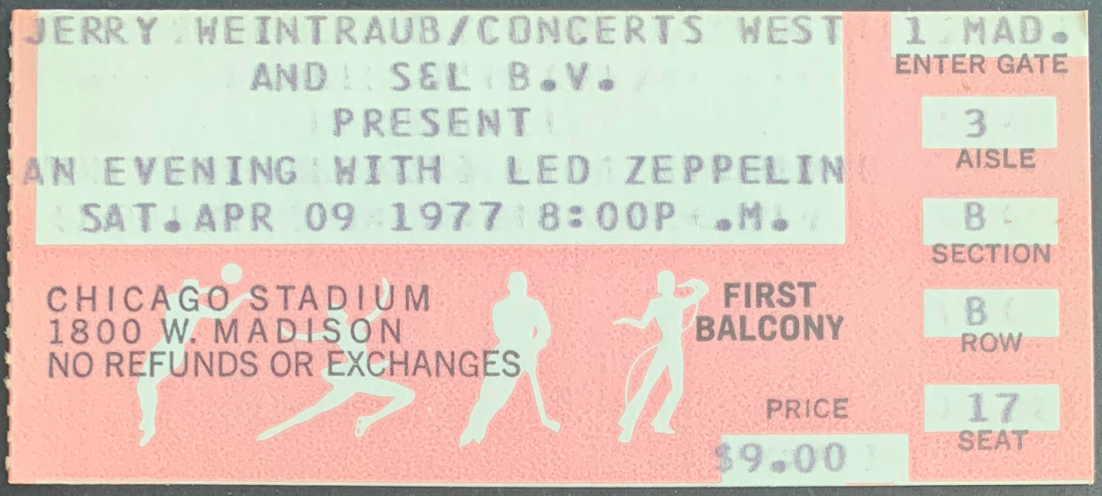 1977 Led Zeppelin Concert Ticket Stub Chicago Stadium Jimmy Page ...