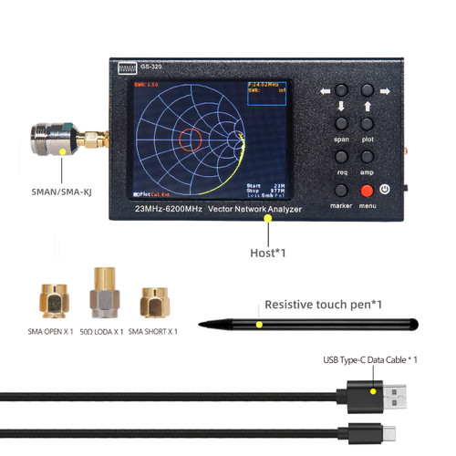 VNA SWR 6G vector network Antenna analyzer reflectometer GS-320 6200MHz ...