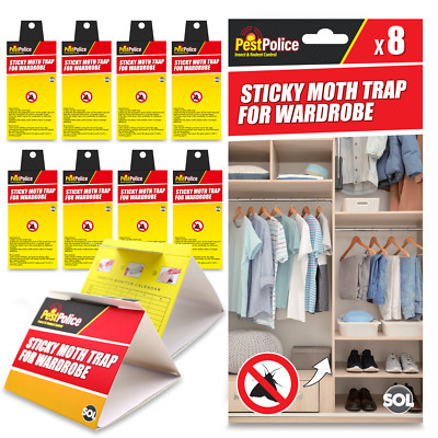 8-24pk Sticky Moth Traps Hanging Pheromone Clothes Wardrobe Pantry Pest ...