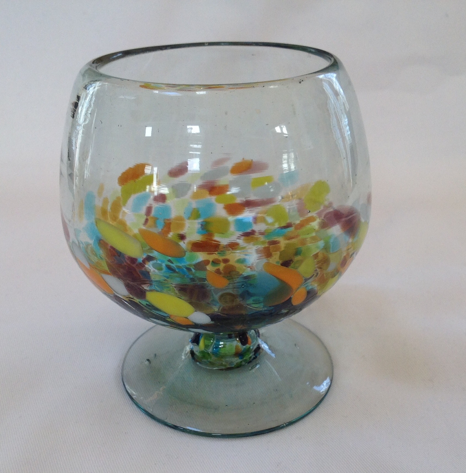 Pier 1 hand blown multi colored confetti dot round glass | eBay