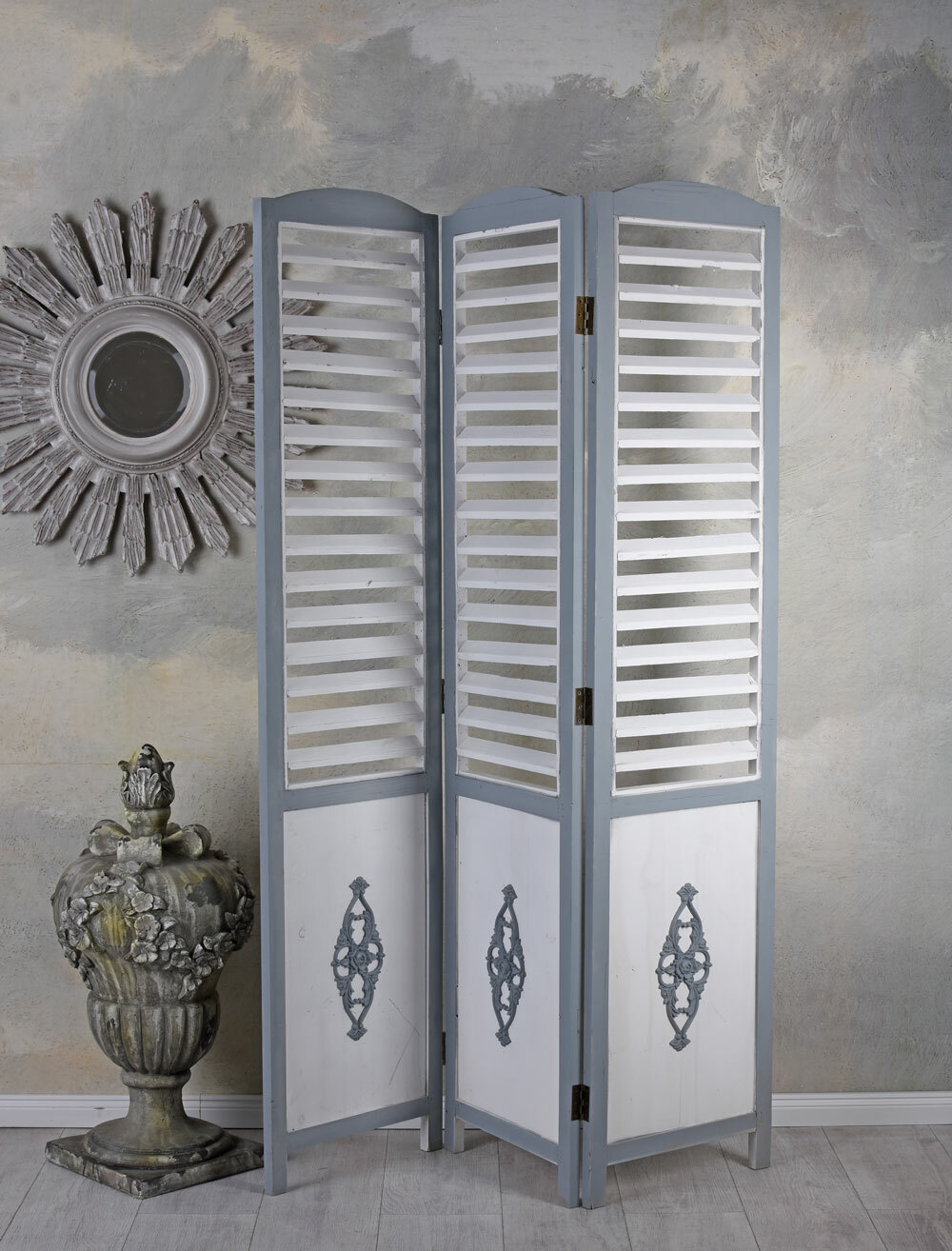 Spanish Wall Fins Screen Wood Shabby Chic Partition Screen Antique | eBay