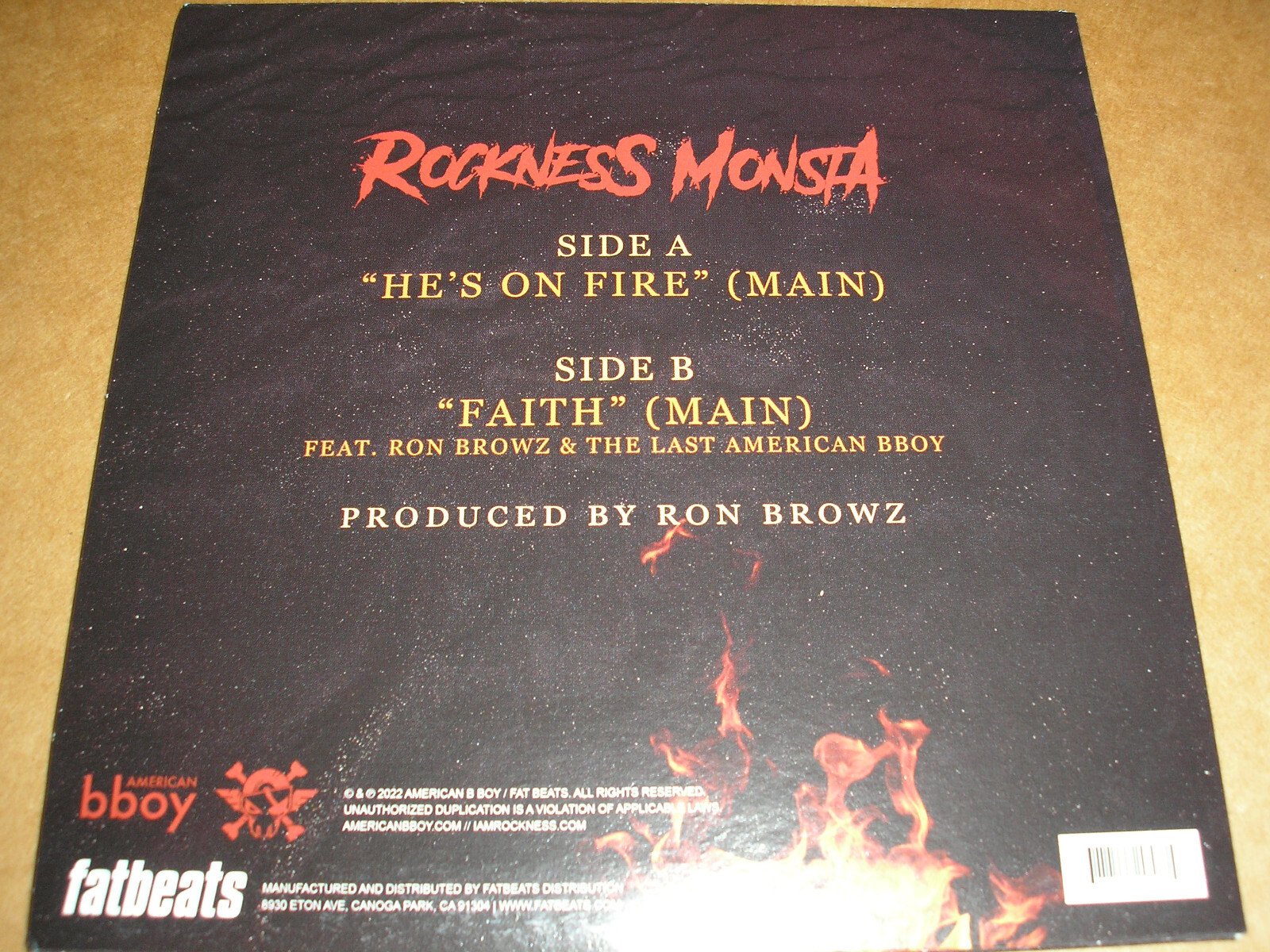 Rockness Monsta - He's On Fire b/w Faith 7" single new American Bboy ...