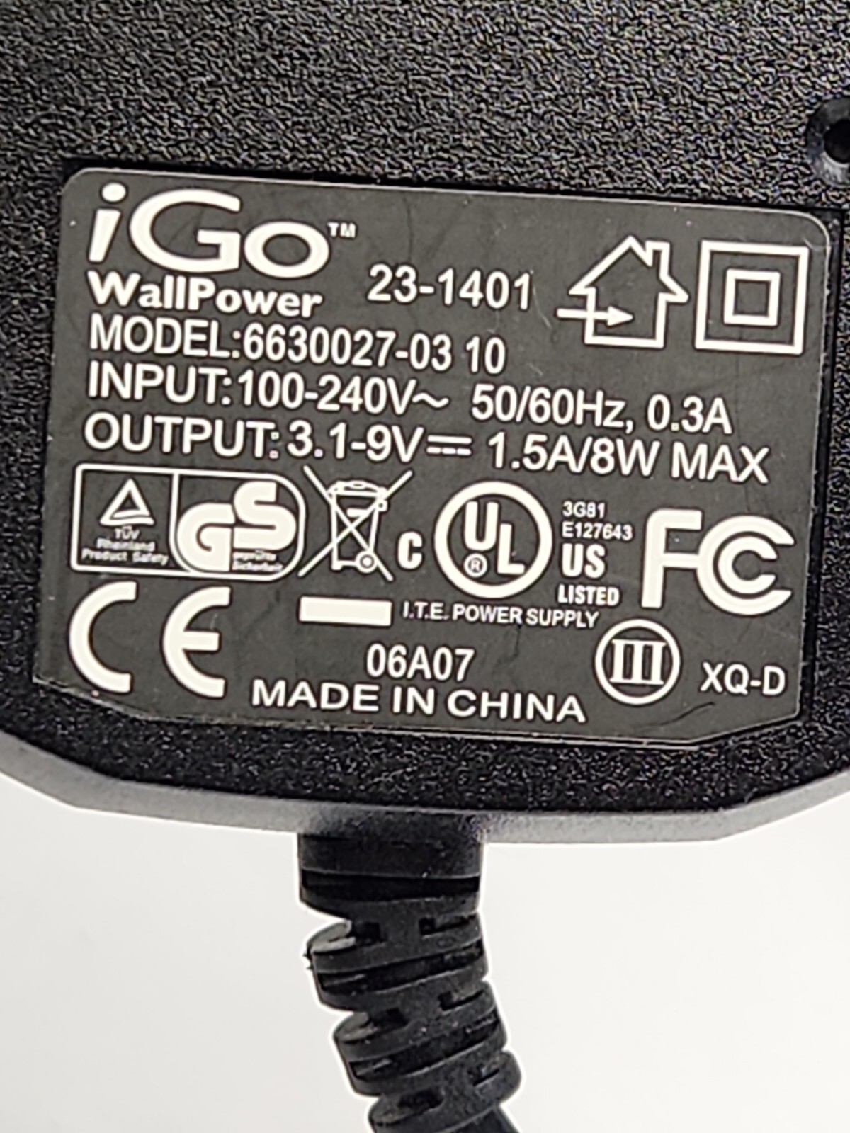 iGo Wall Charger 23-1401 Universal 6 pin Connector PSM08VADJ NO Tips ...