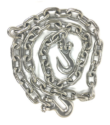 Stainless Steel T316 Proof Coil Chain & Hooks - 1/2" Chain - 6ft , 8ft ...