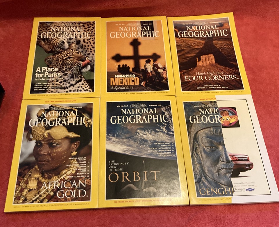 NATIONAL GEOGRAPHIC MAGAZINES 1996 12 Issues Complete Year in Slipcases ...