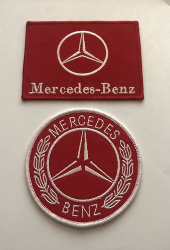 2 MERCEDES BENZ SEW/IRON PATCH BADGE UNIFORM RED PATCHES RACING FORMULA ...