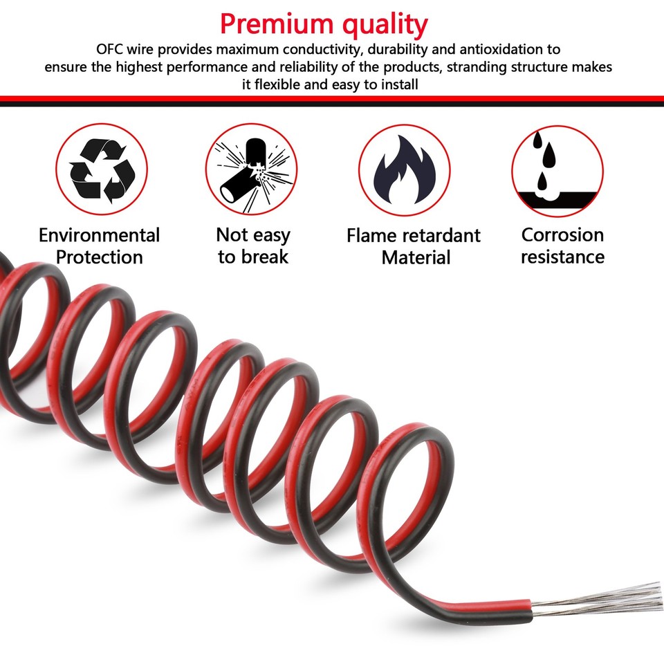 C-able Electric Wire 65.6ft(20m) 22 Gauge Wire 12v Low Voltage, 22 AWG ...