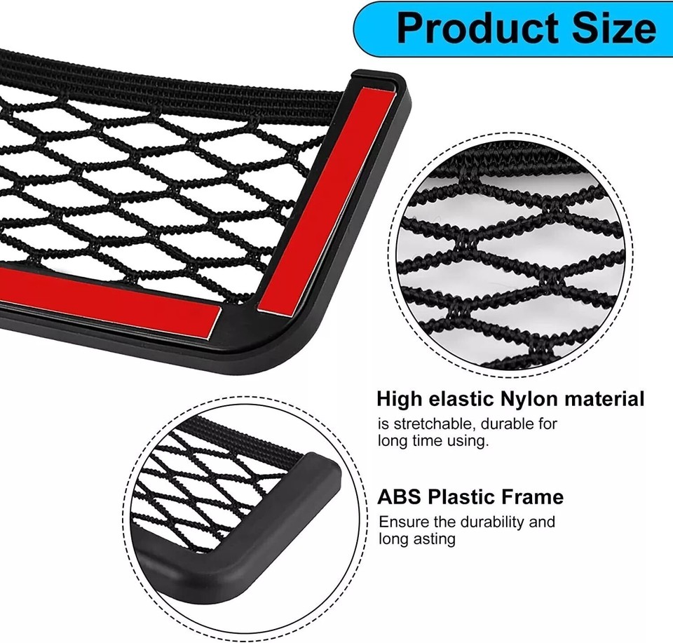 Universal Car Seat Side Back Net Mesh Storage Bag Phone Holder Pocket ...