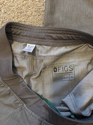 FIGS Gray Scrub Set V-Neck Elastic Waist Size XL/XL Tall Technical ...