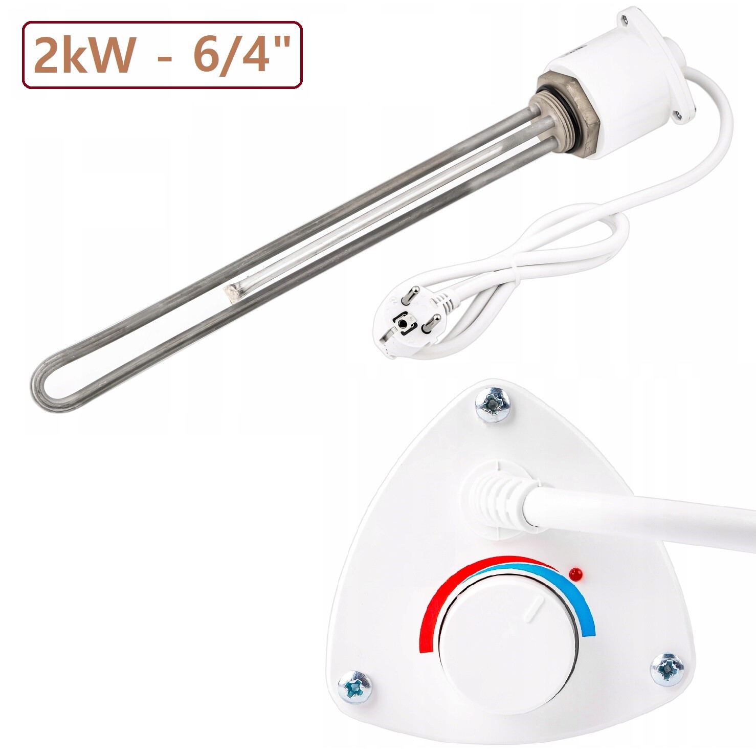 2kW 3kW Heizstab 230V mit Thermostat für Pufferspeicher Heizelement 5/4 ...