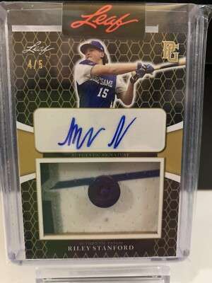 RILEY STANFORD 2021 Leaf Metal Perfect Game All-American PATCH Auto # 4 ...