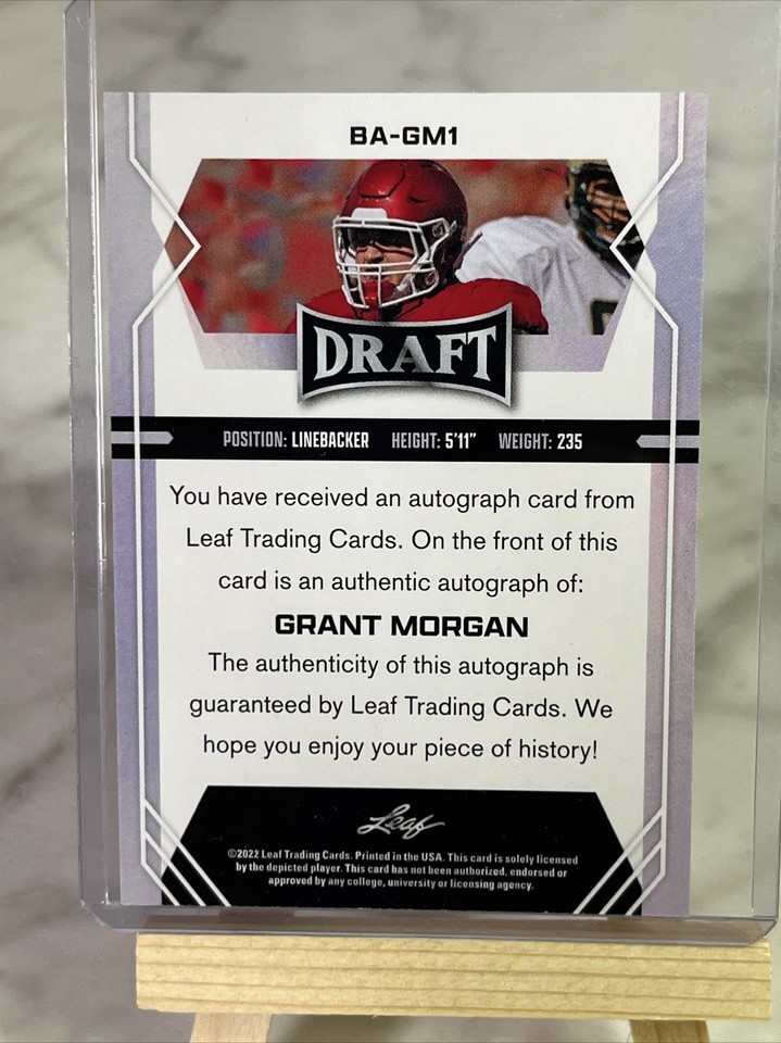 Grant Morgan |🔥Rookie Autograph🔥| 2022 Leaf Draft Football | eBay