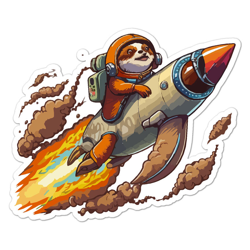 Sloth Rocket Ship, Vinyl Decal Sticker, Indoor Outdoor, 3 Sizes, #9226 ...