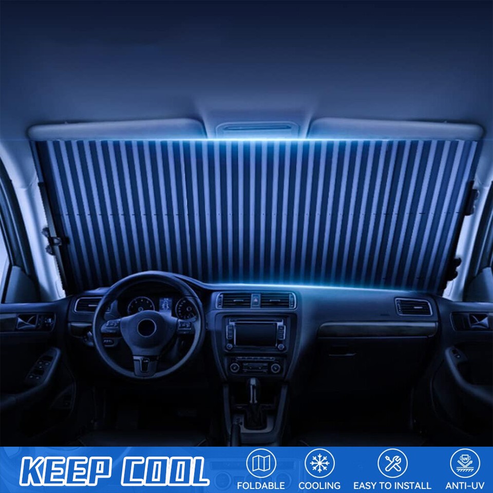 Car Retractable Windshield Sun Shade Front & Rear Window Curtain UV ...