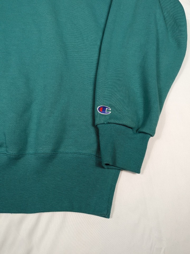 CHAMPION Vtg 90s Y2K NOS Teal Green 80/20 Blank Crew Neck SWEATSHIRT ...