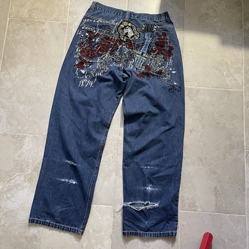 Vintage Y2K Streetwear Style Embroidered Jeans 34x31 | eBay