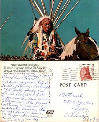 Robert Yellowtail Crow Tribe Montana MT Postcard | eBay Australia