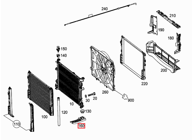 MERCEDES BENZ GLA X156 Radiator Right Lower Bracket A2465040240 OEM for ...