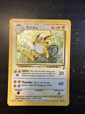 Pokémon TCG Raichu Base Set 2 16/130 Holo Unlimited Holo Rare | eBay