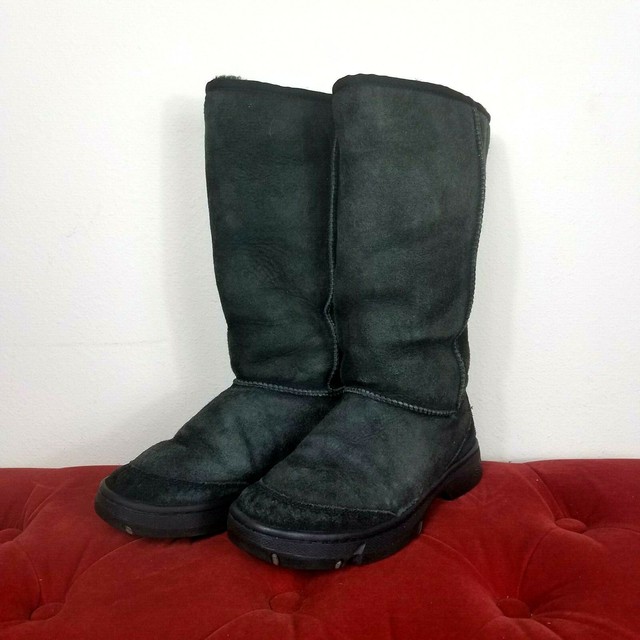 UGG Australia Ultimate Tall Tasman Braid Black Suede BOOTS Womens Size ...