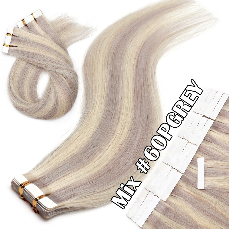 THICK Russian Tape In Human Hair Extensions Real Remy Skin Weft Ombre ...