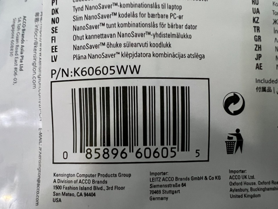 Kensington Slim NanoSave Combination Laptop Lock K60605WW | eBay