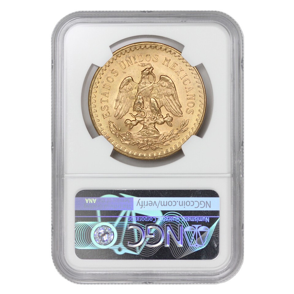 Mexico 1947 Gold 50 Peso NGC MS66 Restrike Gem Graded Mexican Coin 1. ...
