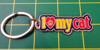 "I Love My Cat" Red, Blue, And Yellow, Metal Keychain, Keyring | eBay