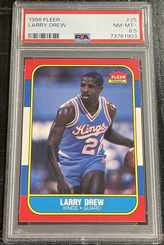 1986 Fleer Larry Drew ROOKIE RC PSA 8.5 NM-MT+ (JUST GRADED) #25 Kings ...