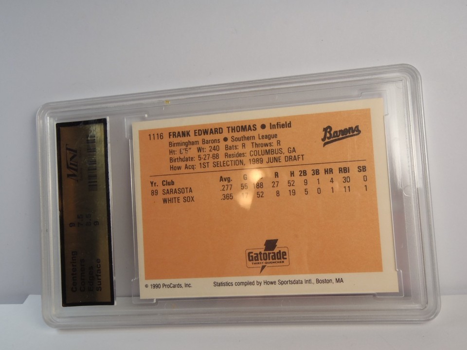1990 PROCARDS Frank Thomas Graded NM-MT 8 Baseball Card # 1116 | eBay