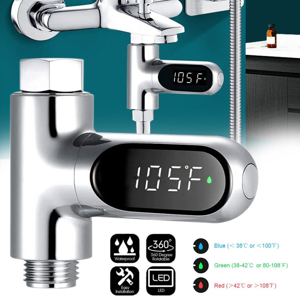 LED Digital Shower Bath Temperature Display Water Thermometer Monitor ...