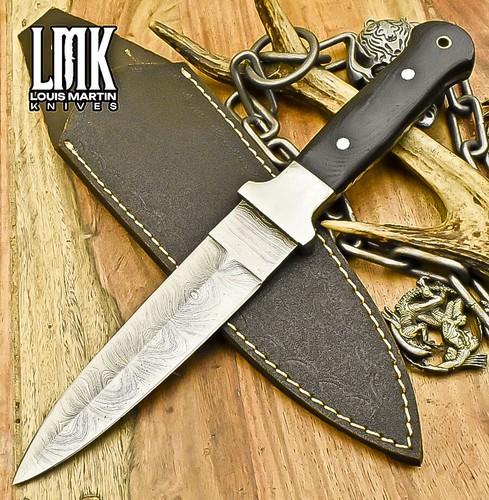 LMK Custom Full Tang Hunting Knife Twist Damascus Micarta Steel Guard ...