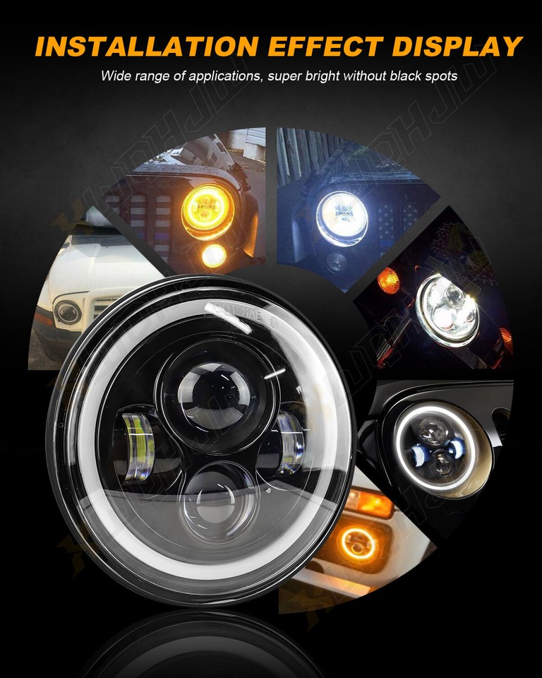 For 2003-2009 Hummer H2 Pair 7" inch Round LED Headlights High Low Beam ...