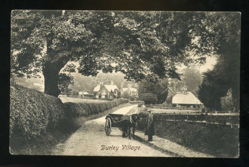 DURLEY Wiltshire The Village with Man and cart in foreground / Houses ...