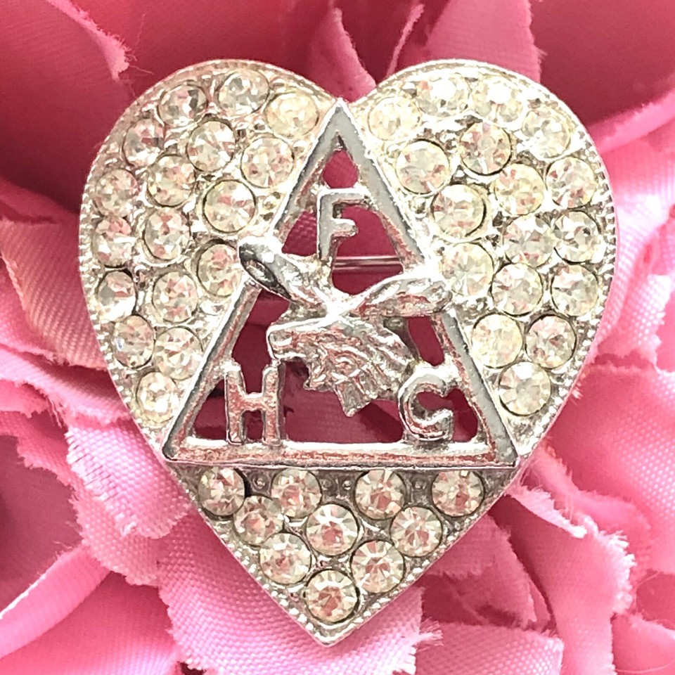 Vintage Heart Pave Rhinestone Moose Brooch Pin Signed Ora Figural ...