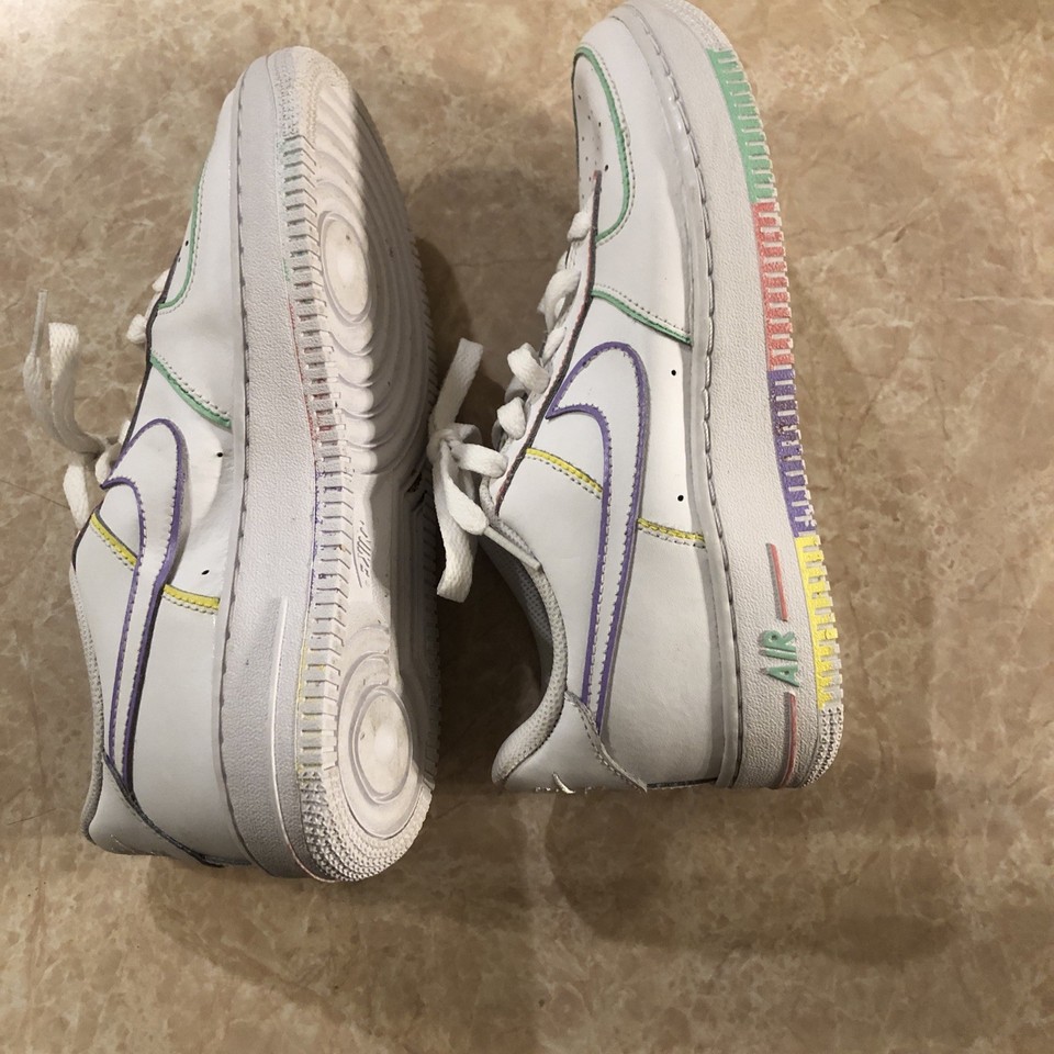 Nike Air Force One AF1 Low Youth Size 5Y Colored, White Leather Shoes ...