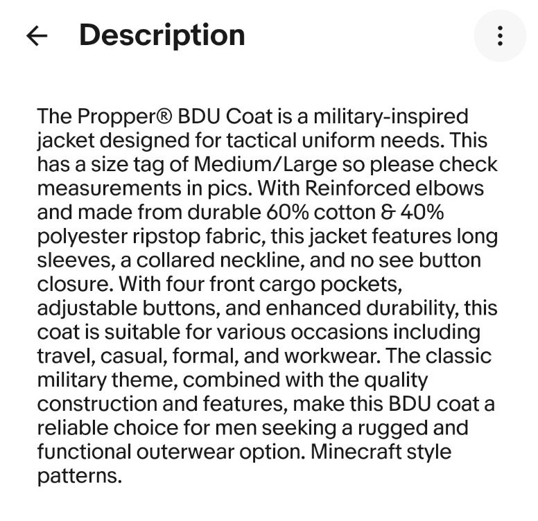 Propper® BDU Coat– Ripstop 4 Cargo Pockets Military Desert Shacket ...