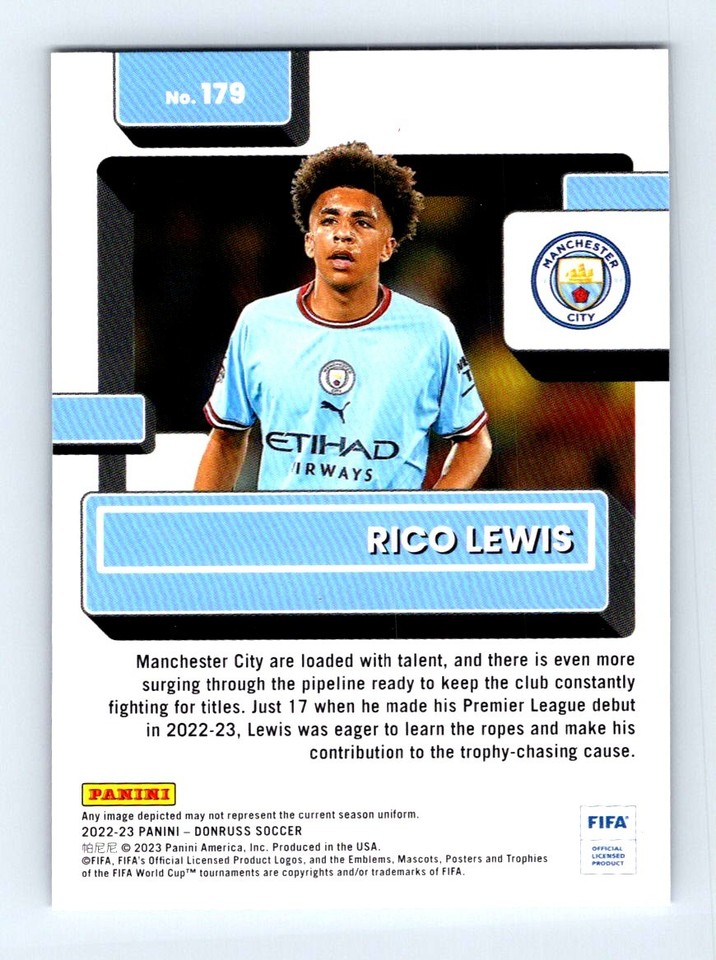#179 2022 Donruss Rated Rookie [ Rico Lewis RC Manchester City | eBay