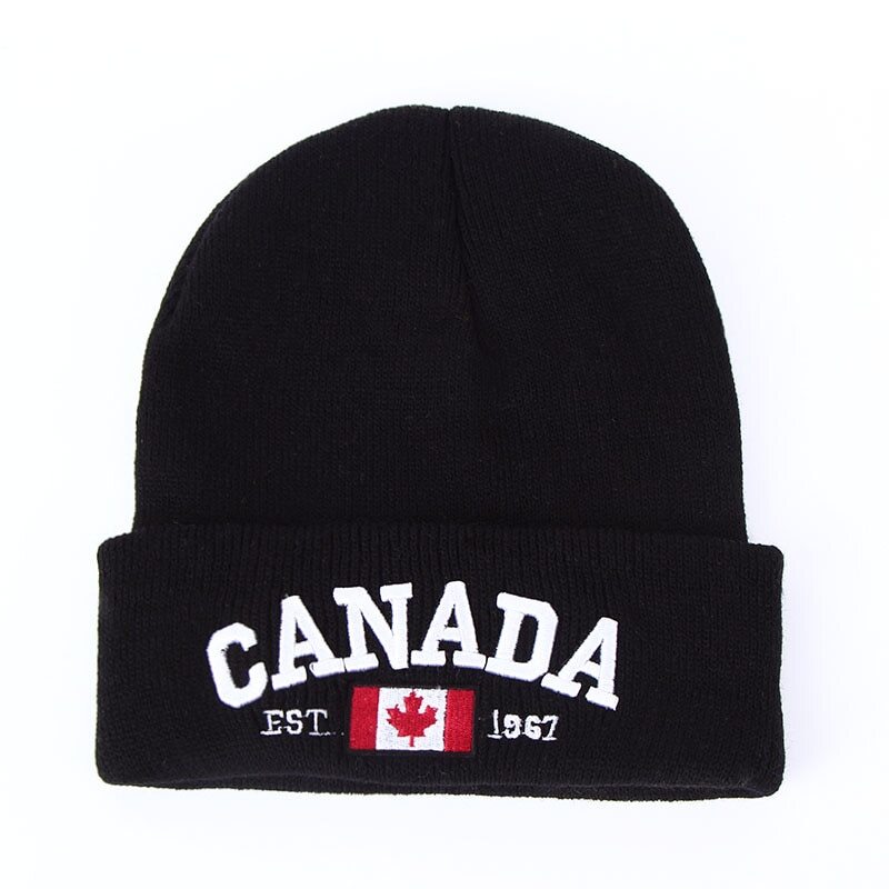 CANADA Winter Cap Beanie Knitted Embroidered Canadian Flag Maple Leaf ...