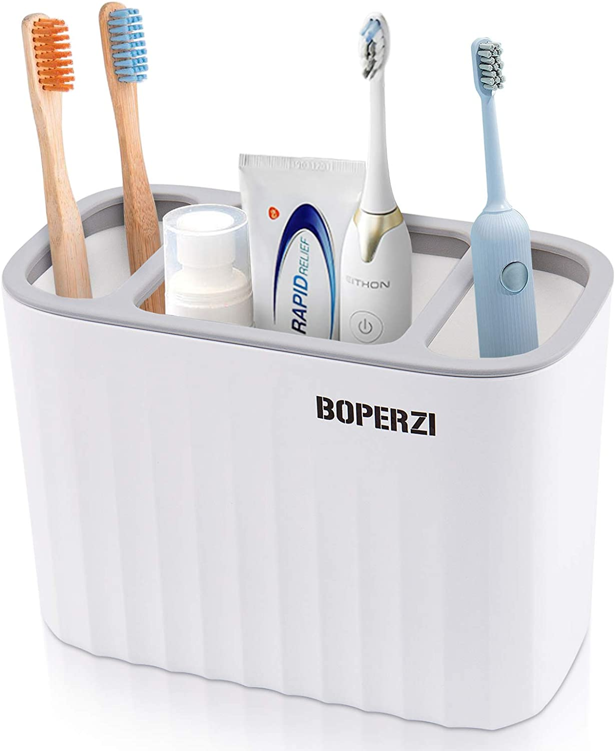 Toothbrush Holder Toothpaste Storage 3 Slots,White Electric Toothbrush ...