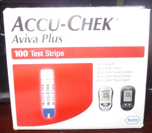 Accu-Chek Aviva Plus 100 Blood Glucose Test Strips New Box Exp date 02 ...