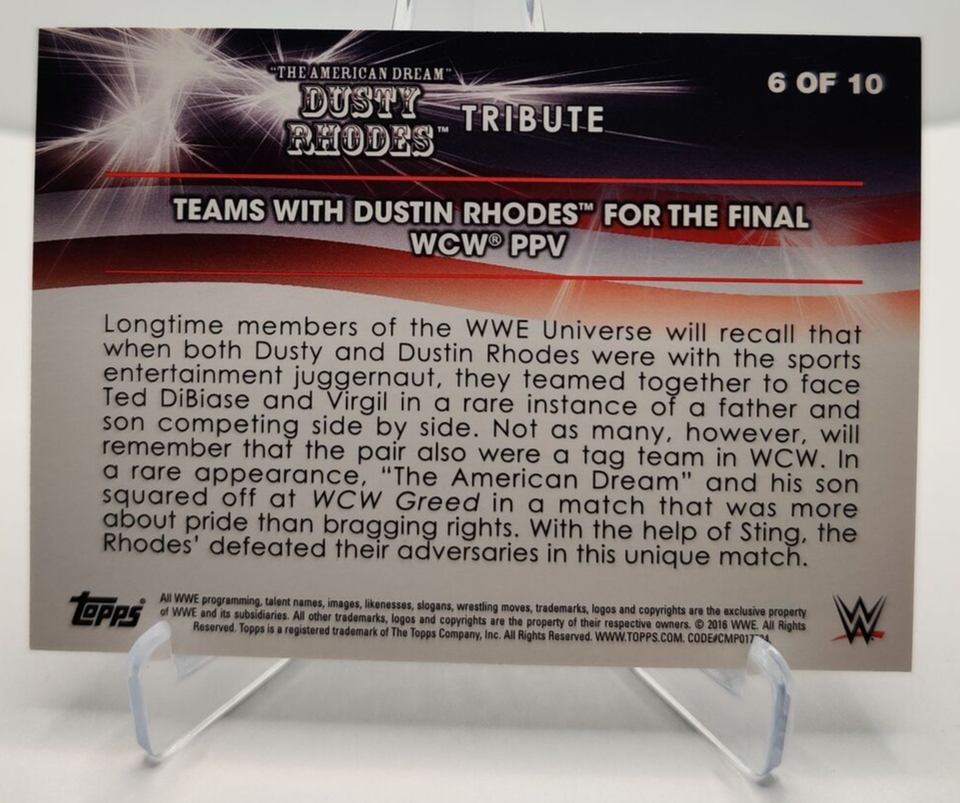 2016 Tropps WWE #6 Dusty Rhodes Tribute WWE Road To Wrestlemania ...