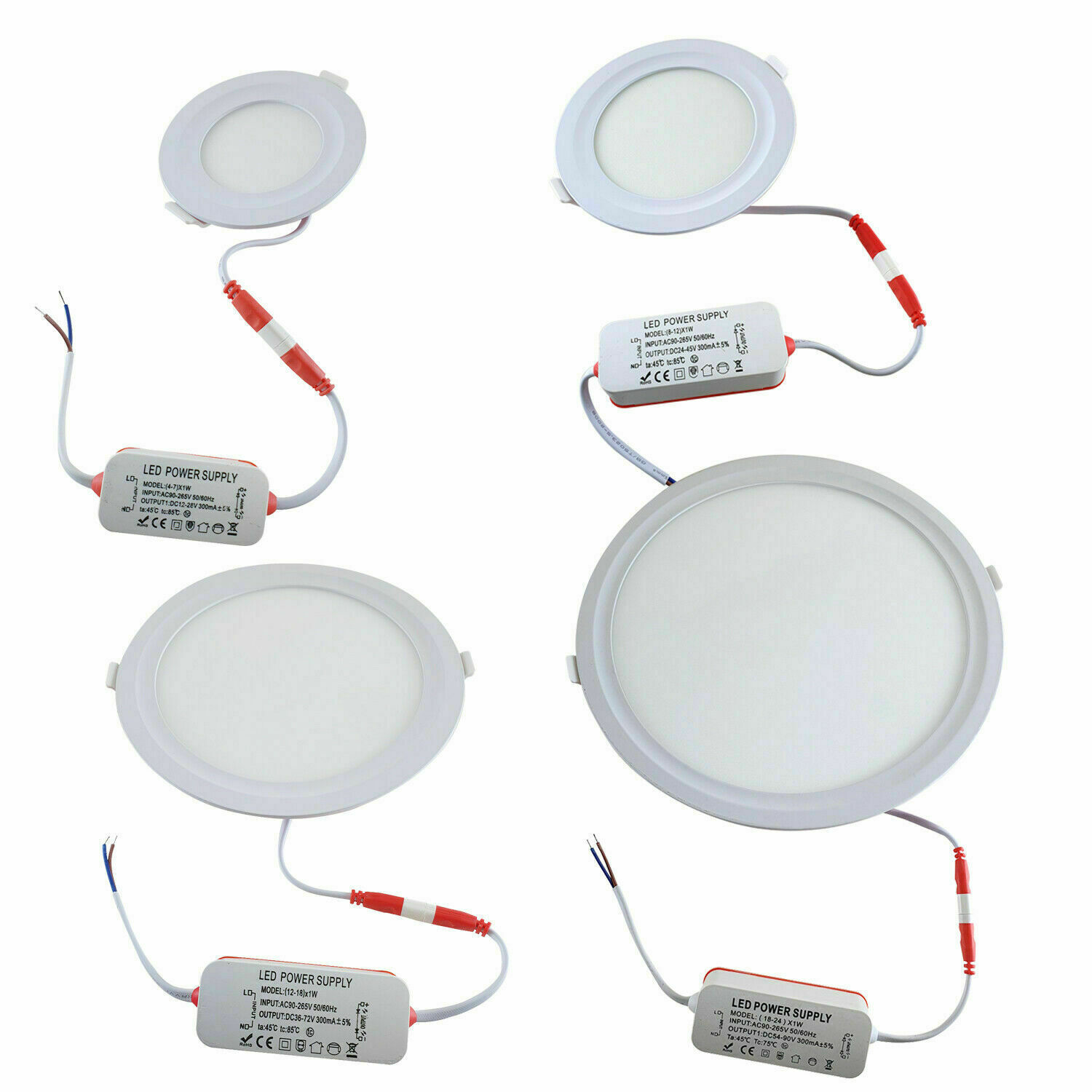 LED Recessed Ceiling Light Flat Round Ultra Slim Cool White Down Panel ...