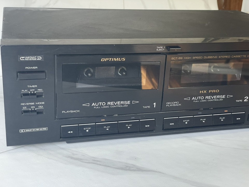 OPTIMUS SCT-89 High Speed Dubbing Dolby Dual Cassette Tape Deck ...