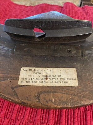 Antique Cooper’s Croze Tool - J.F. Brodhead- Brass- Wood - Barrel ...