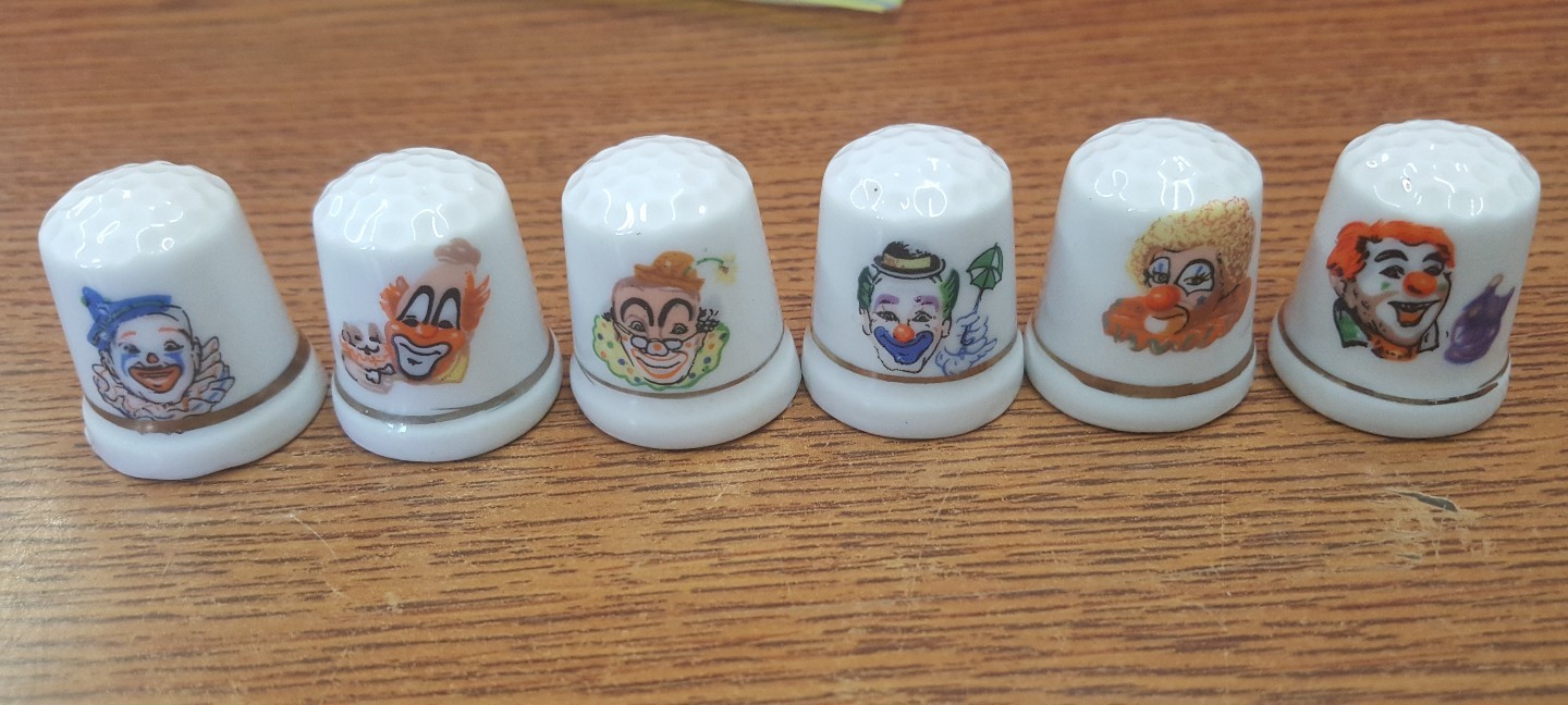 Vintage Lot of 6 Clown Thimble Bone China Porcelain | eBay