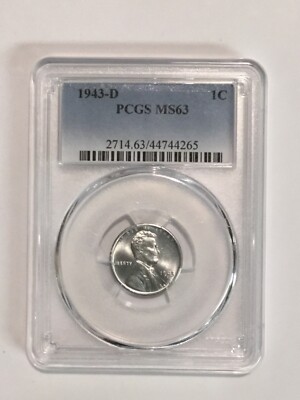 RARE WW2 1943 D 1c Lincoln Steel Wheat Cent PCGS MS 63 | eBay