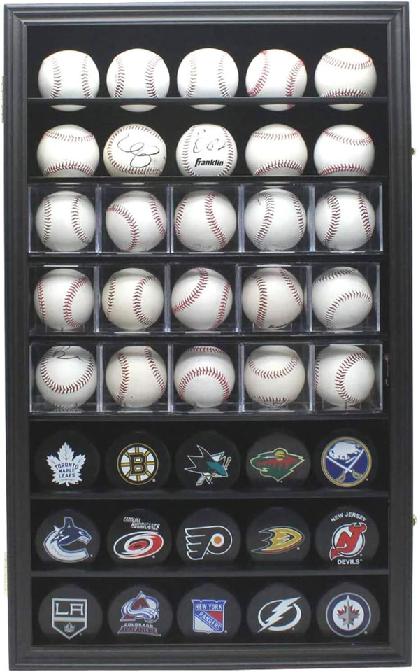 40 Hockey Puck Display Case Cabinet Holder Rack Baseball Display Case ...